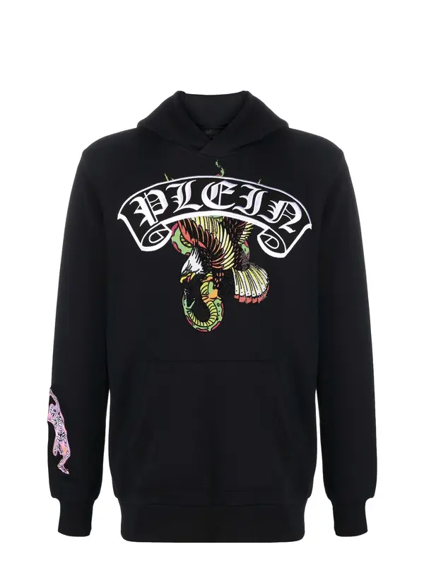 Philipp Plein Logo-print Pullover Hoodie - Black