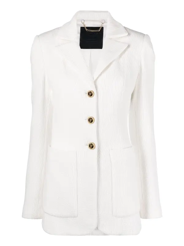 Philipp Plein Single-breasted Cotton Blazer - White