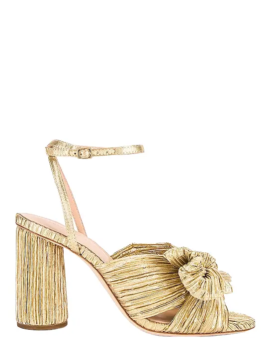 LOEFFLER RANDALL Camellia Bow Heel With Ankle Strap - Gold
