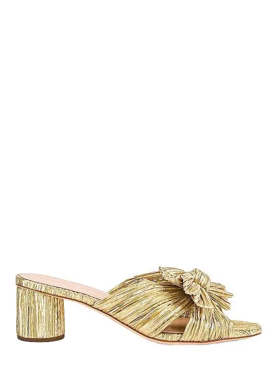 LOEFFLER RANDALL Emilia Pleated Knot Mule In Metallic - Gold