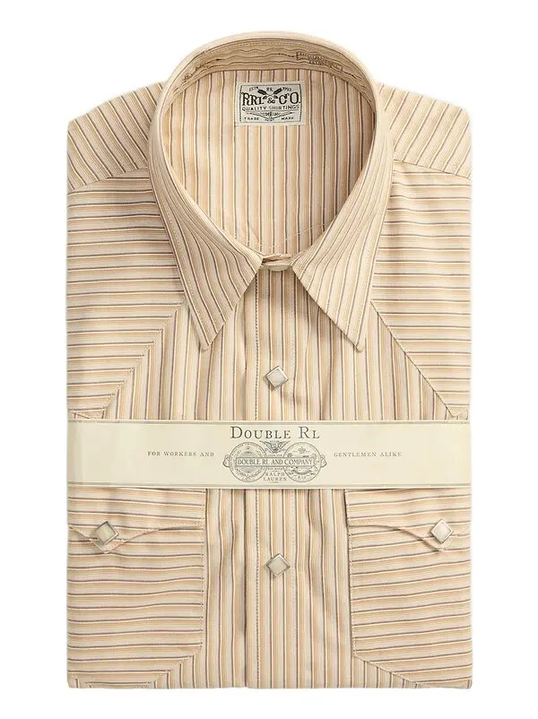 Ralph Lauren Slim Fit Striped Western Shirt - Brown Multi