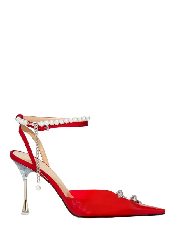 Mach & Mach Matilda Mini Bow Embellished Pumps - Red