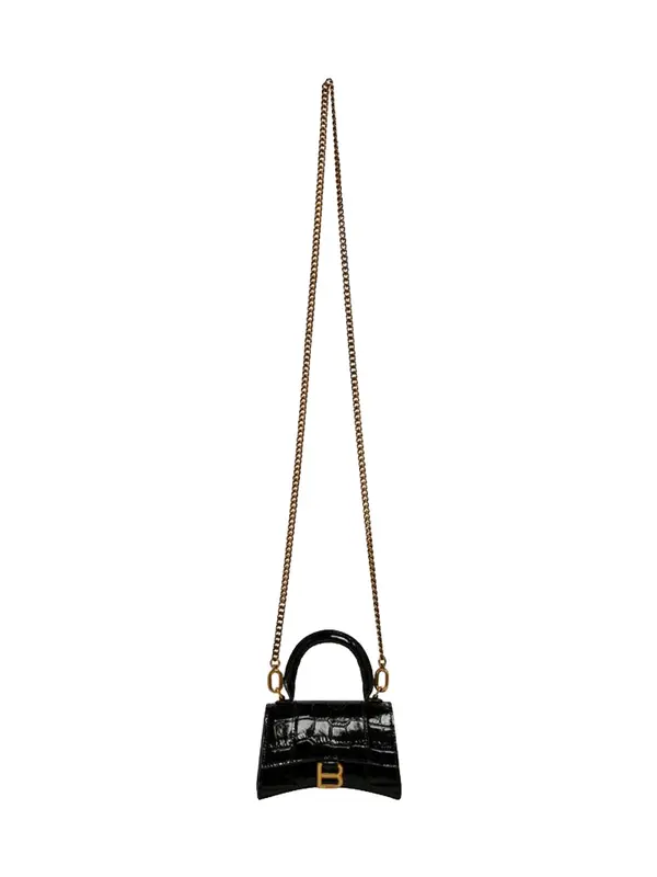 Balenciaga Mini Hourglass Chain Wallet - Black