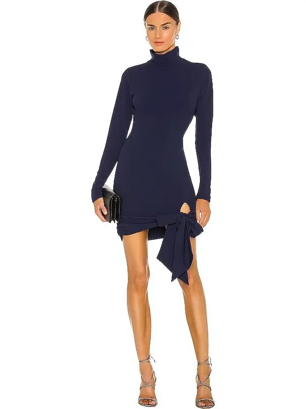 LOVERS AND FRIENDS Hip Tie Turtleneck Dress - Navy