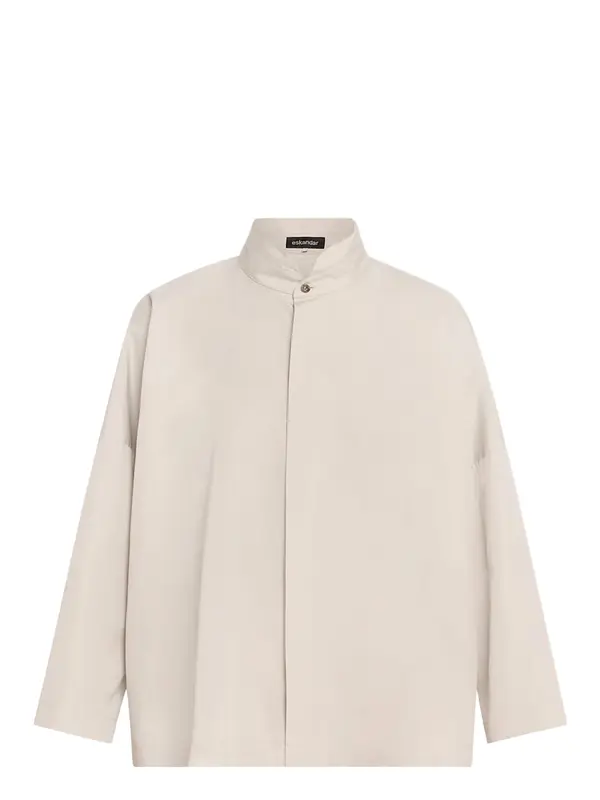 Eskandar Wide Longer-back Shirt - Natural