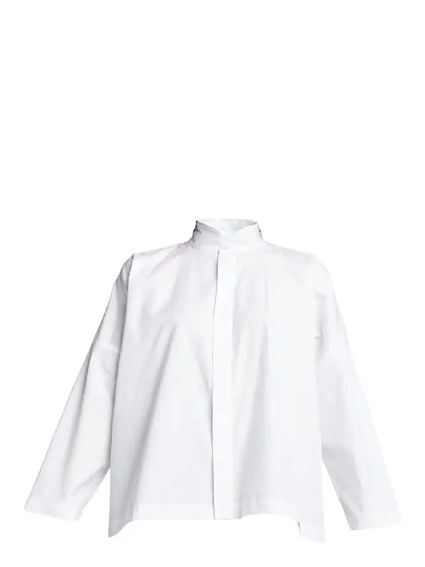 Eskandar Wide Longer-back Shirt - White