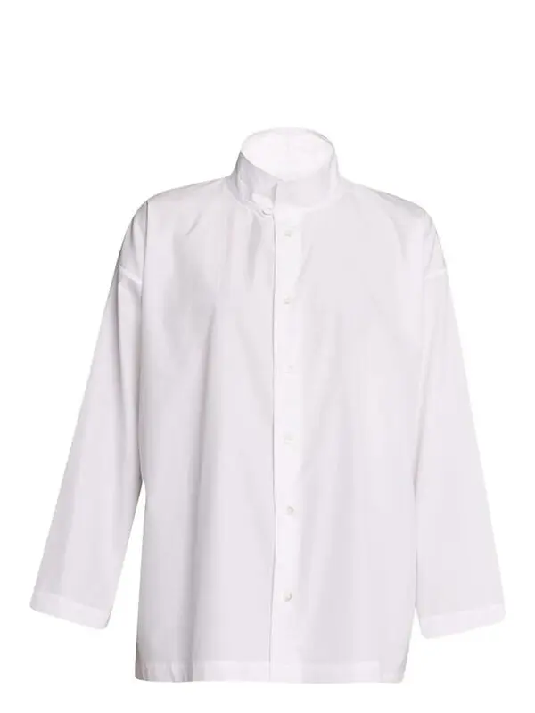 Eskandar Slim A-line Two Collar Shirt - White