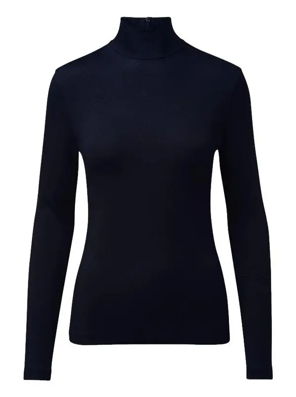 Akris Turtleneck Back Zip Top - Black