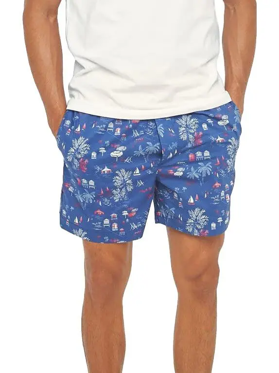 THE LAZY POET Ben St. Tropez Pajama Shorts - Blue