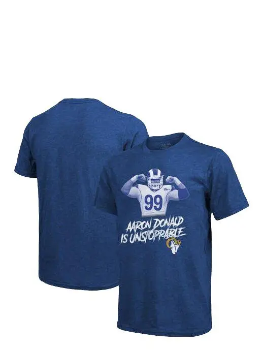 MAJESTIC THREADS Aaron Donald Los Angeles Rams Tri-blend Player Graphic T-shirt - Royal