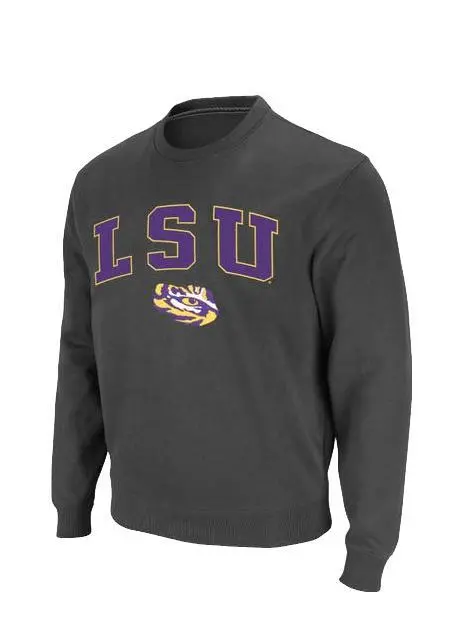 COLOSSEUM Lsu Tigers Arch & Logo Crew Neck Sweatshirt - Charcoal