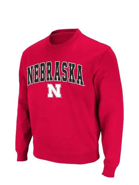 COLOSSEUM Nebraska Huskers Arch & Logo Crew Neck Sweatshirt - Scarlet