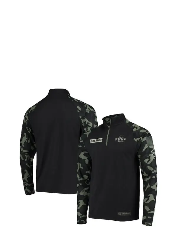 COLOSSEUM Iowa State Cyclones Camo Oht Military Appreciation Take Flight Raglan Quarter-zip Jacket - Black