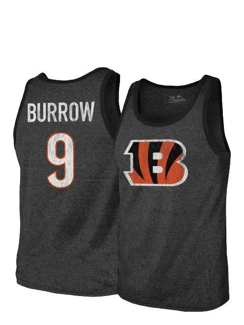 MAJESTIC THREADS Joe Burrow Cincinnati Bengals Name & Number Tank Top - Black