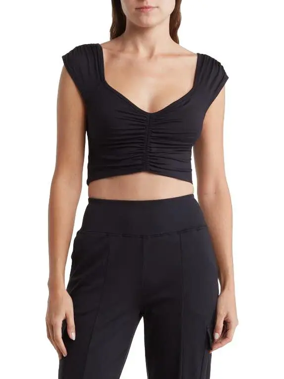 Free People Breathe Deeper Crop Top - Black