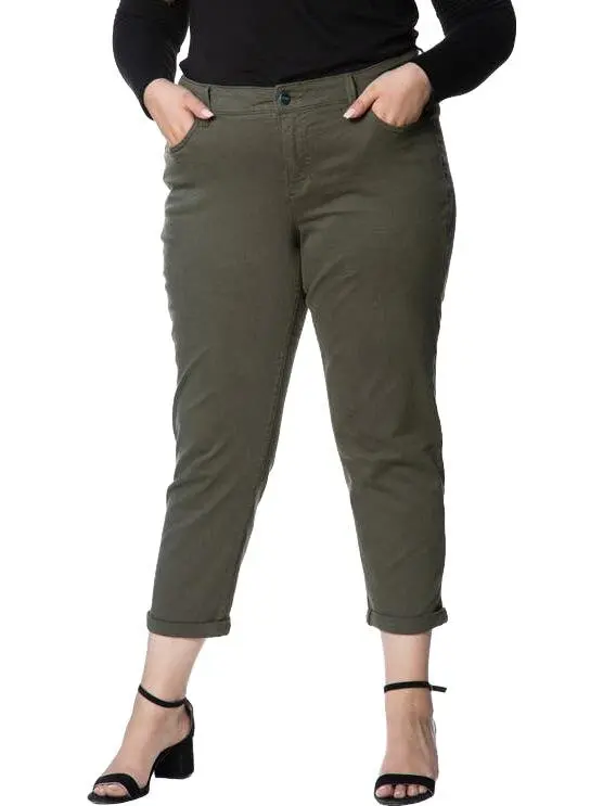 SLINK JEANS High-waisted Boyfriend Jeans - Bronze Green