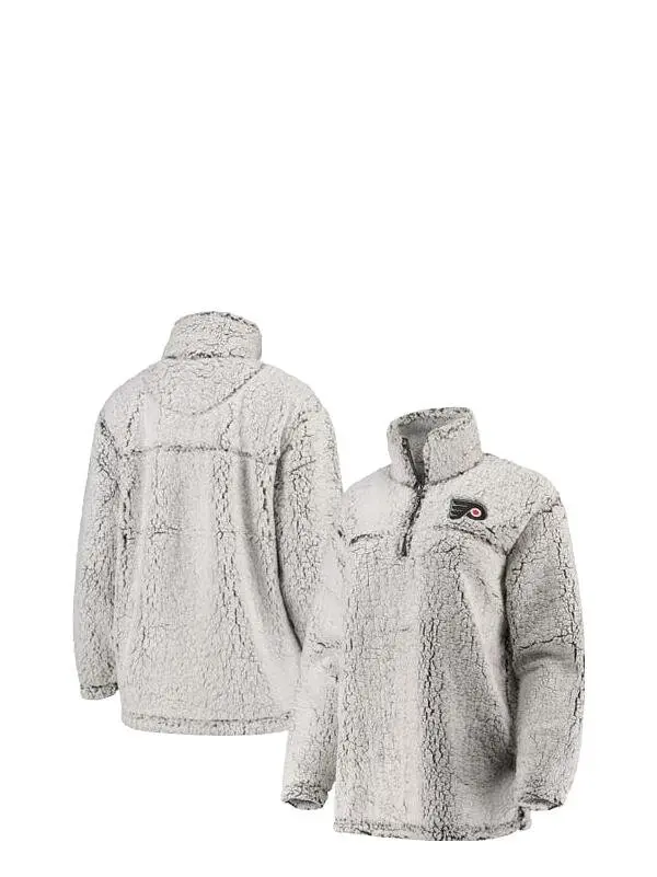 G-III 4HER BY CARL BANKS Philadelphia Flyers Sherpa Quarter-zip Pullover Jacket - Gray