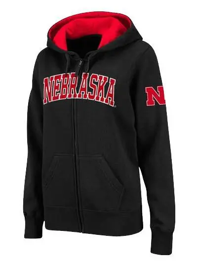 COLOSSEUM Stadium Athletic Nebraska Huskers Arched Name Full-zip Hoodie - Black