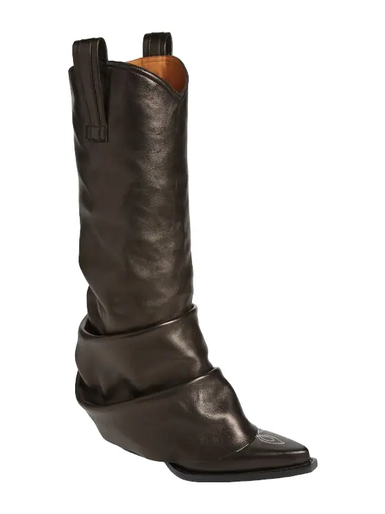 R13 Leather Sleeve Cowboy Boots - Black Leather