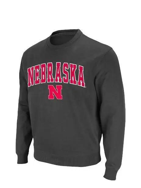 COLOSSEUM Nebraska Huskers Arch & Logo Crew Neck Sweatshirt - Charcoal