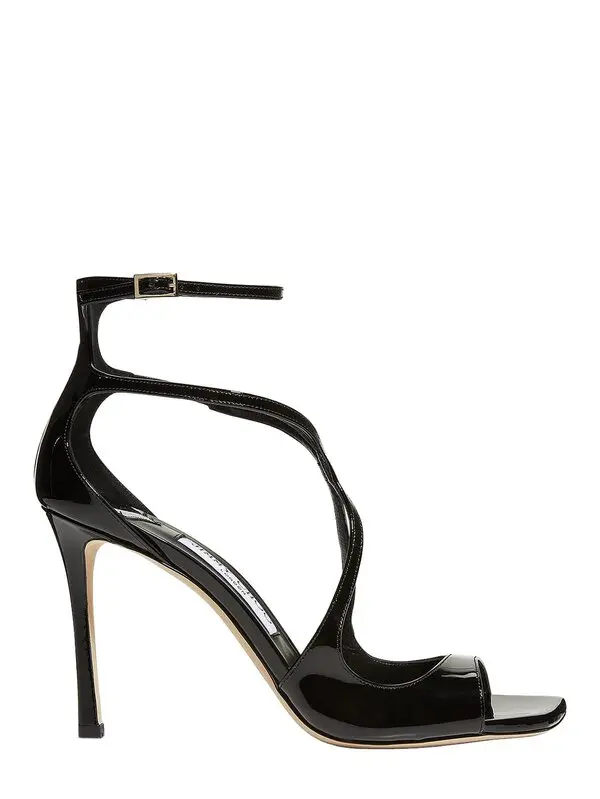 JIMMY CHOO Azia Patent Ankle-strap Sandals - Black