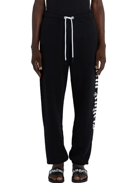Palm Angels Side Logo Cotton Joggers - Black White