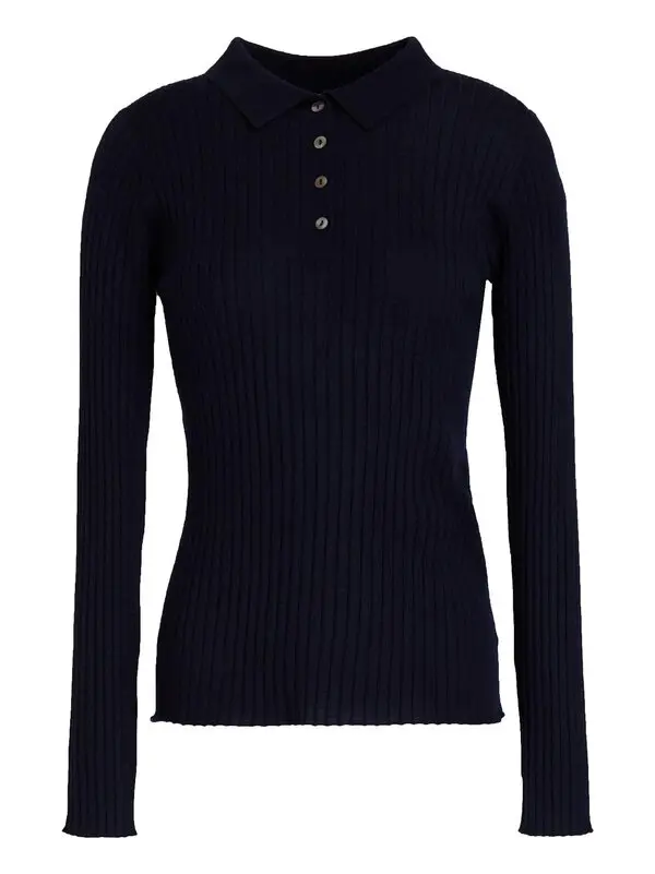 N.peal Ribbed Cashmere Polo Shirt - Navy