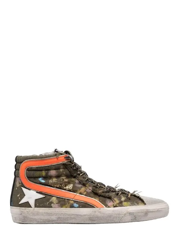 GOLDEN GOOSE Slide Paint-splatter High-top Sneakers - Green