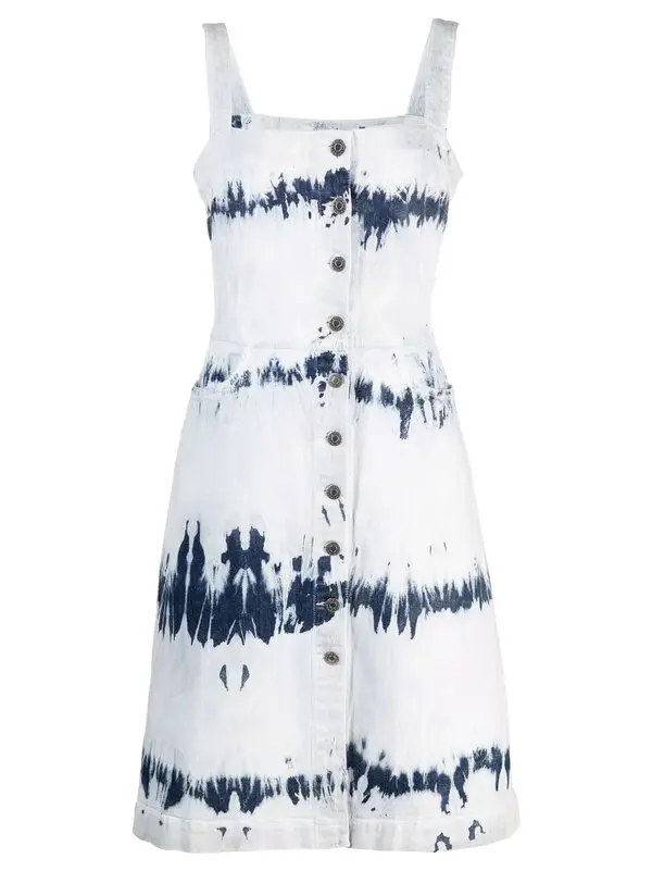 Stella McCartney Tie-dye Cotton A-line Dress - Blue