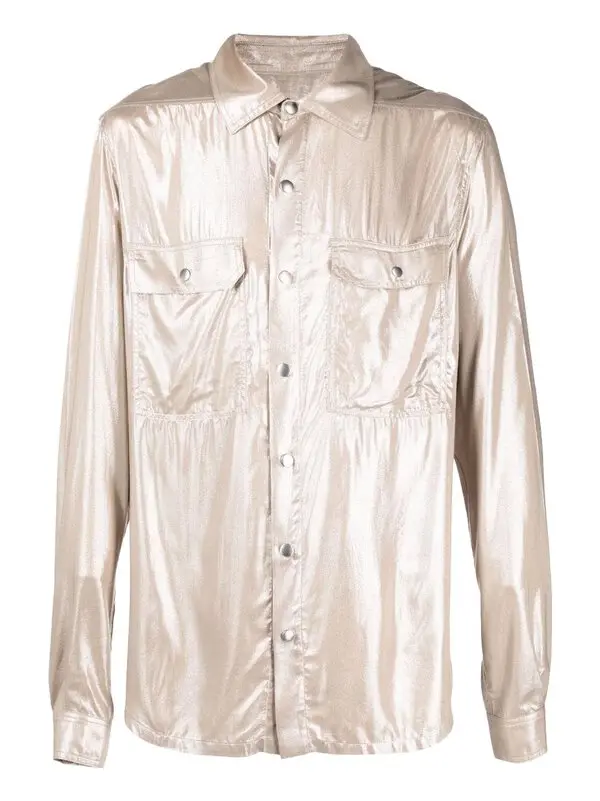 Rick Owens Coated Button-up Shirt - Silver