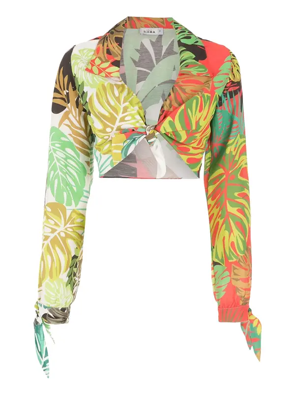 AMIR SLAMA Palm Leaf Print Shirt - Multicolour