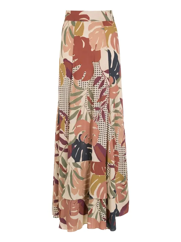 AMIR SLAMA Palm Leaf Print Maxi Skirt - Multicolour