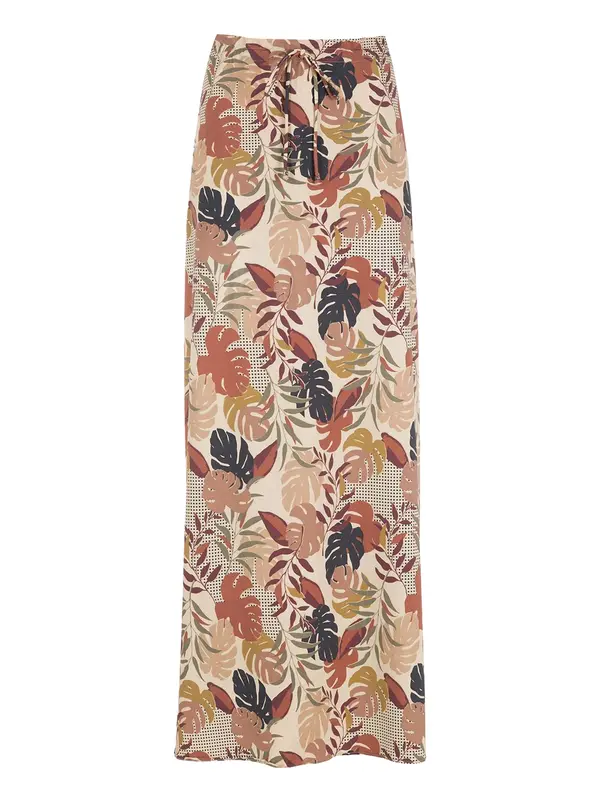 AMIR SLAMA Palm Leaf Print Maxi Skirt - Neutrals