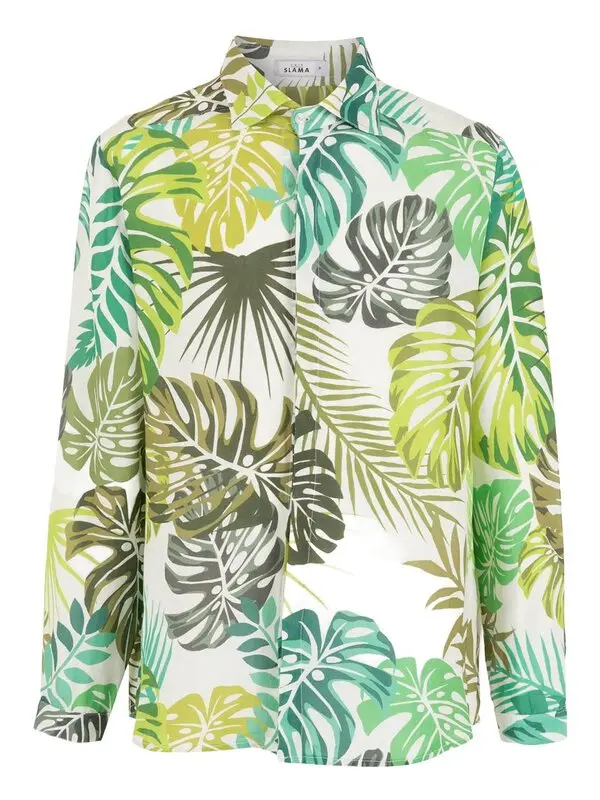 AMIR SLAMA Leaf Print Shirt - White