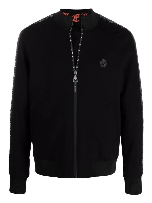 Philipp Plein Skull-motif Stripe Bomber Jacket - Black