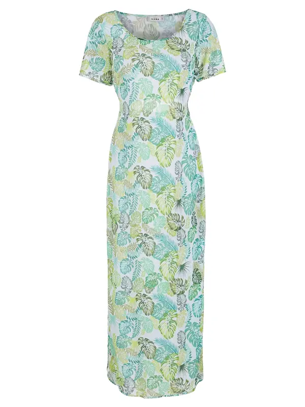 AMIR SLAMA Palm Leaf Print Midi Dress - Green