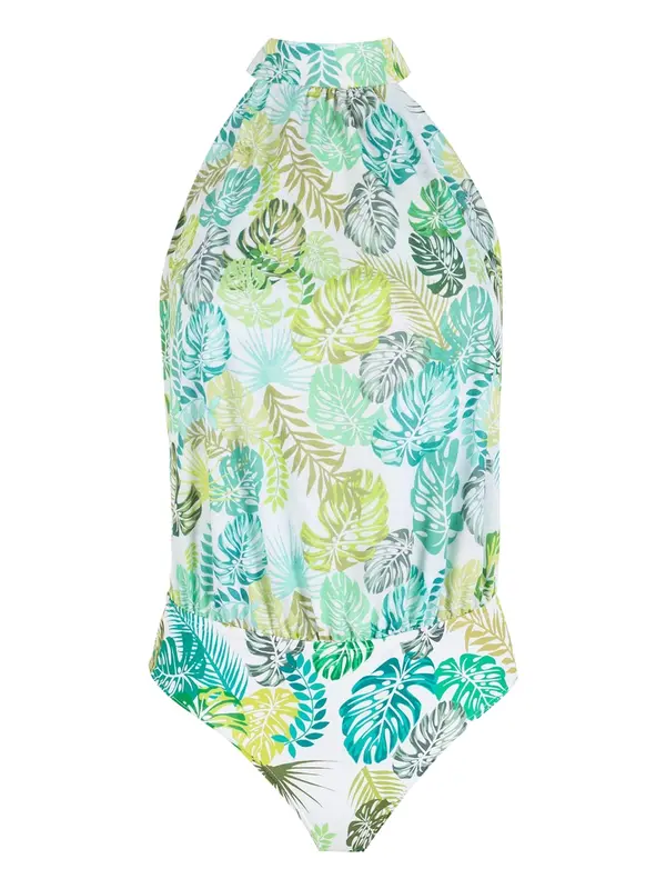AMIR SLAMA Palm Leaf Print Bodysuit - Green