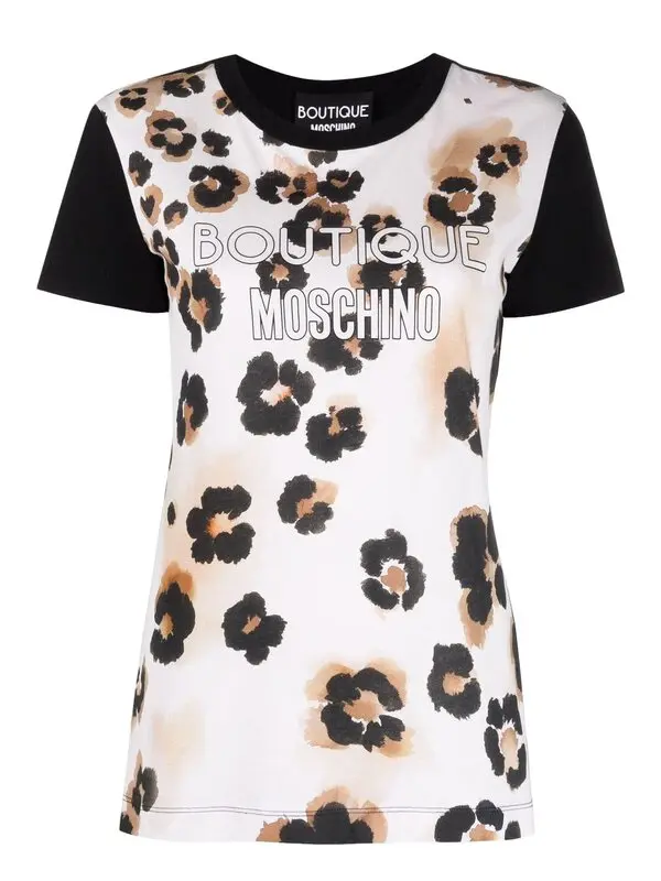 Moschino Abstract-print Logo T-shirt - Black
