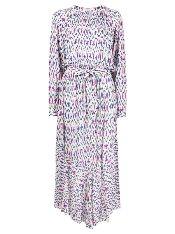 MARANT ETOILE Graphic-print Long-sleeve Dress - Neutrals