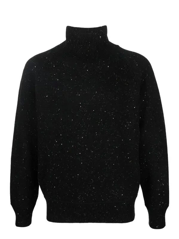 FERRAGAMO Speckle-knit Roll Neck Jumper - Black