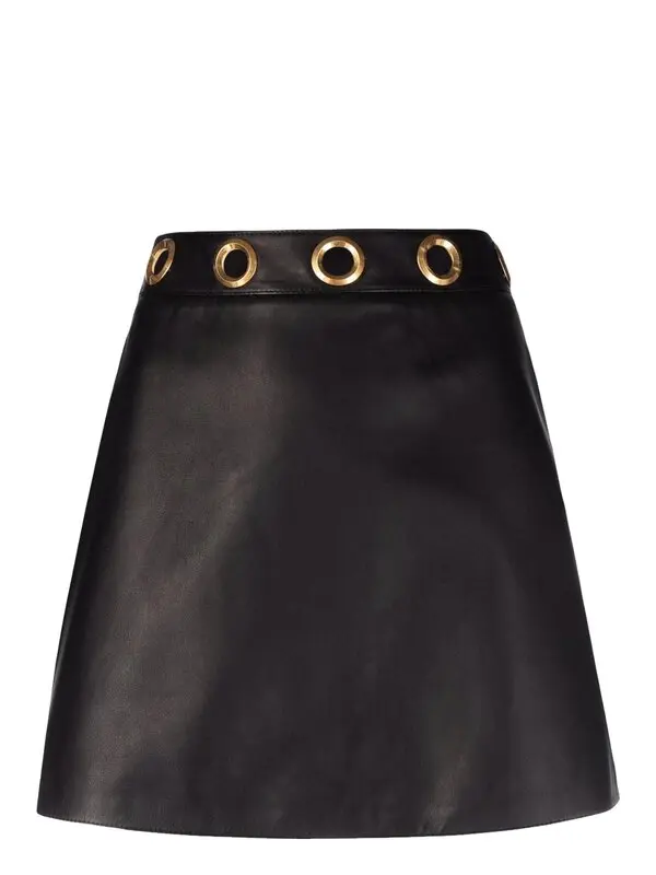 Etro Eyelet-detail Leather Mini Skirt - Black