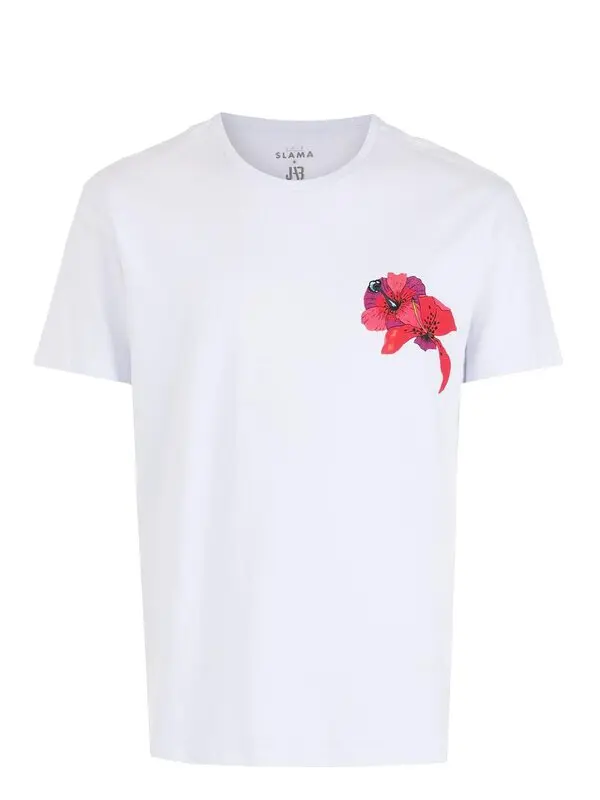 AMIR SLAMA Floral-print Crewneck T-shirt - White