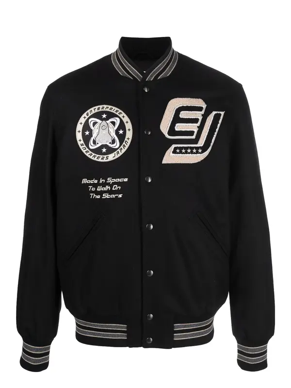 ENTERPRISE JAPAN Varsity Patch-detail Bomber Jacket - Black