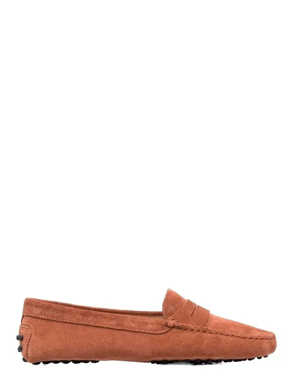 TOD'S Almond Toe Suede Loafers - Orange
