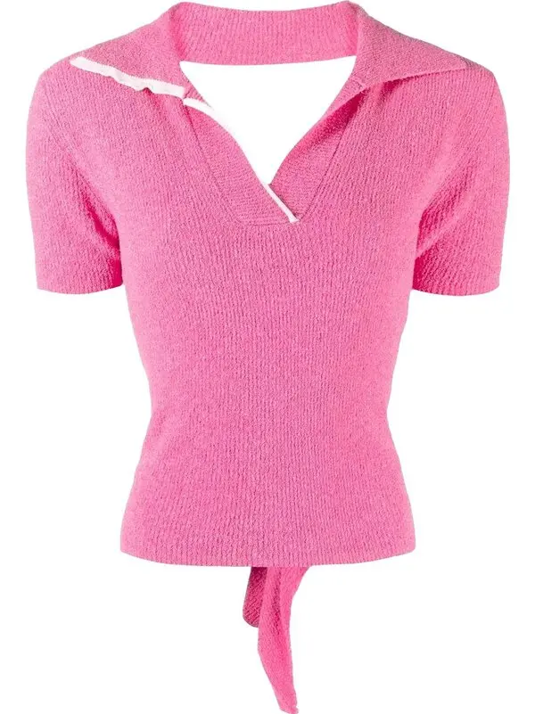 Jacquemus Open-back Knitted Polo Top - Pink