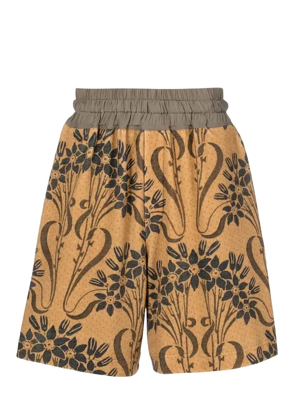 PIERRE-LOUIS MASCIA Ursula Floral-print Shorts - Neutrals