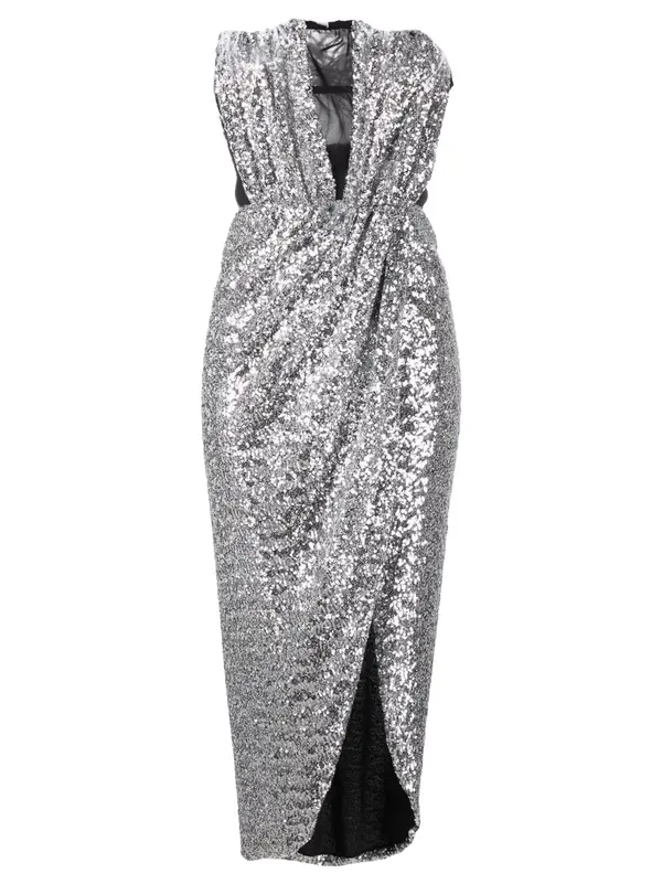Nervi Feather-detail Sequin Dress - Silver