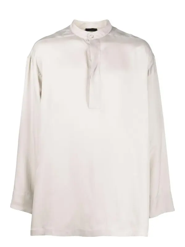 Fear Of God Mock-neck Silk-blend Shirt - Neutrals