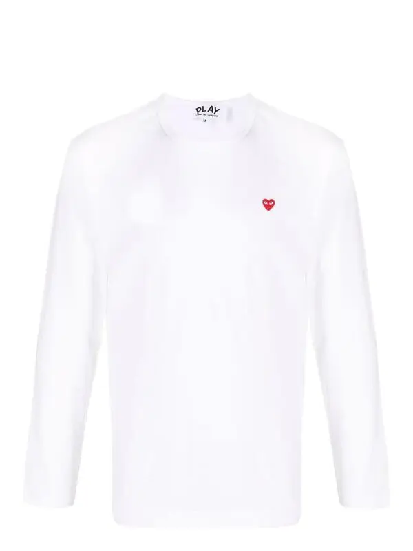 Play Comme Des Garcon Pathc-detail Cotton T-shirt - White