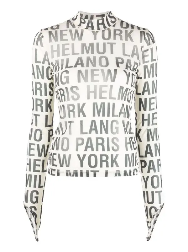 Helmut Lang All-over Logo Print Top - White